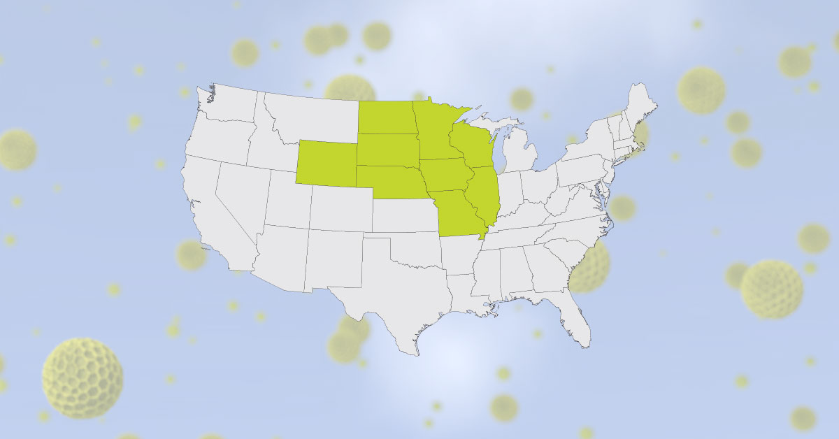 Pollen Allergy Seasons - IL, IA, MN, MO, NE, ND, SD, WI, WY